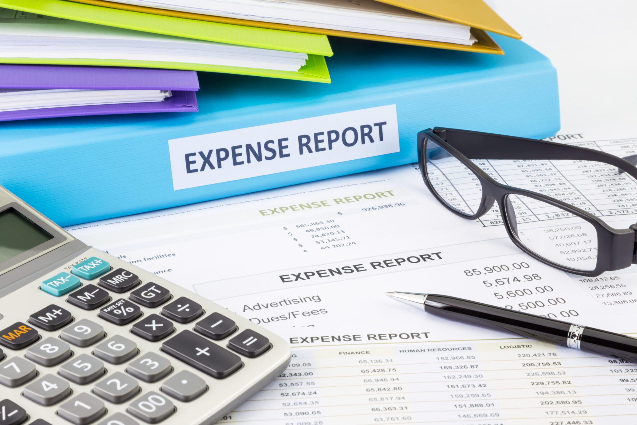 Business,Expense,Report,Binder,With,Financial,Documents,And,Calculator ...